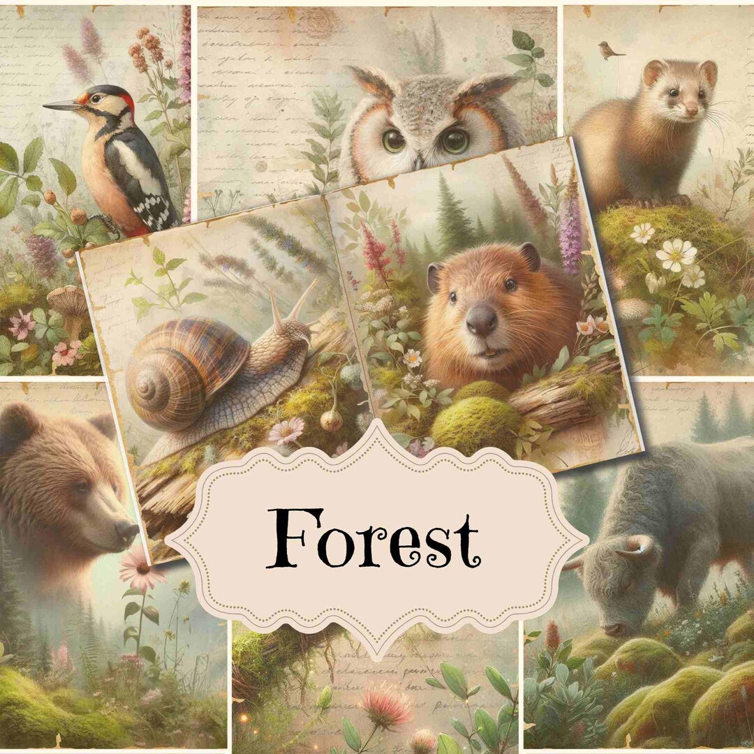 Forest Junk Journal Kit Enchanted Forest Scrapbook Digital Paper ...