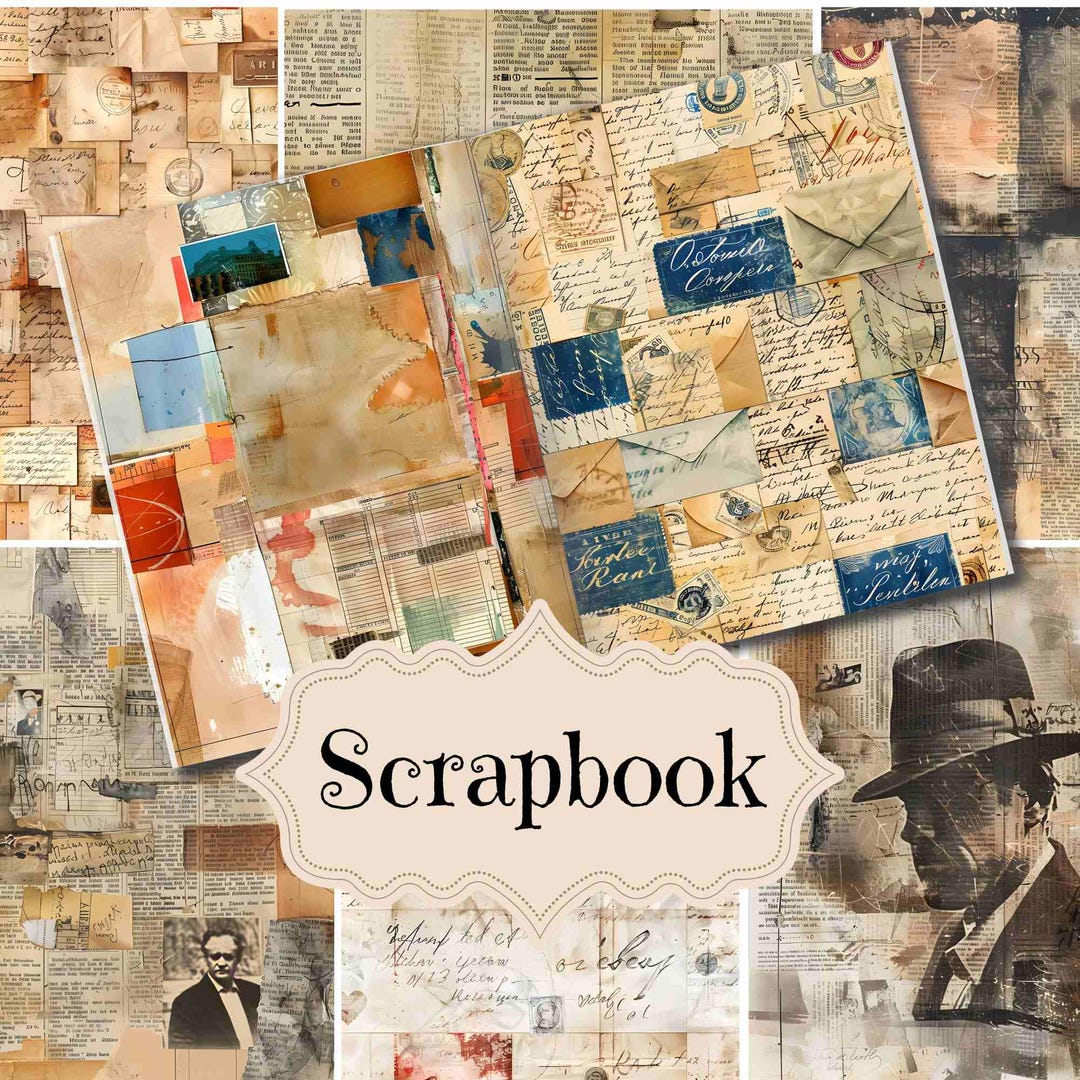 Vintage Newspaper Scrapbook Paper: Shabby Chic Ephemera (digital ...