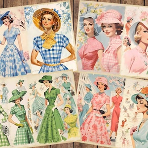 1950s Fashion Printable Pages: Vintage Spring Scrapbook (digital ...