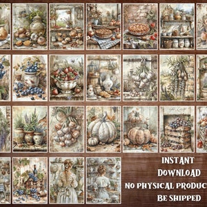 Watercolor Kitchen Scrapbook Paper: Rustic Cookbook Pages (digital ...