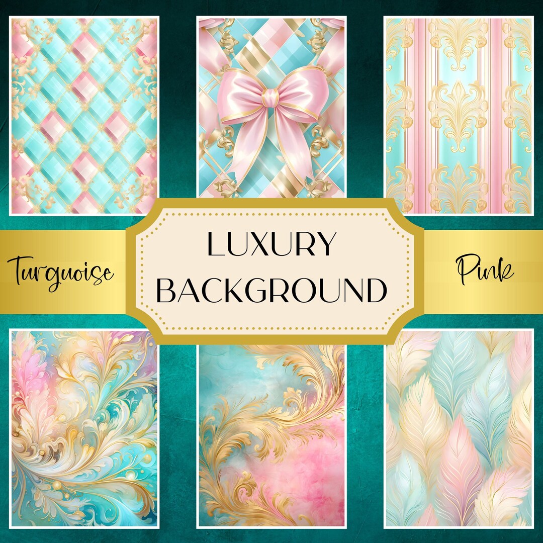 Luxury Background Pink Turquoise Junk Journal Kit Watercolor Printable ...