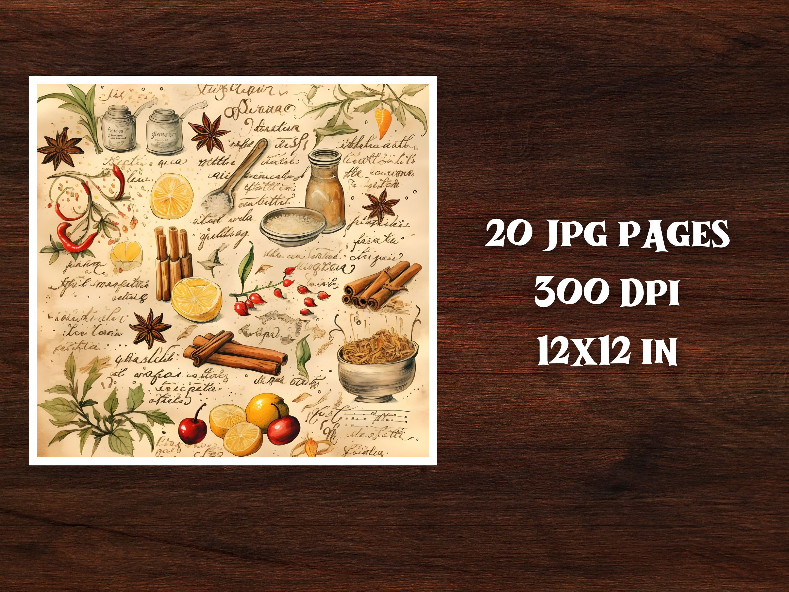 Vintage Cookbook Digital Paper Cookbook Pages Food Ephemera Cookbook ...