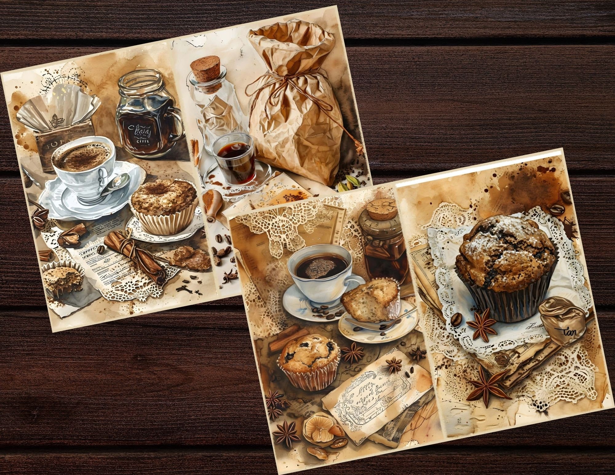 Autumn Coffee Junk Journal Kit Vintage Coffee Scrapbook Printable Pages ...