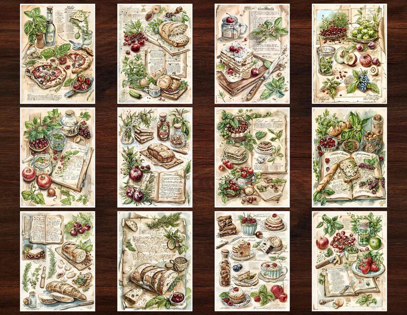 Vintage Cookbook Junk Journal Kit Old Recipe Vintage Cookbook Junk ...