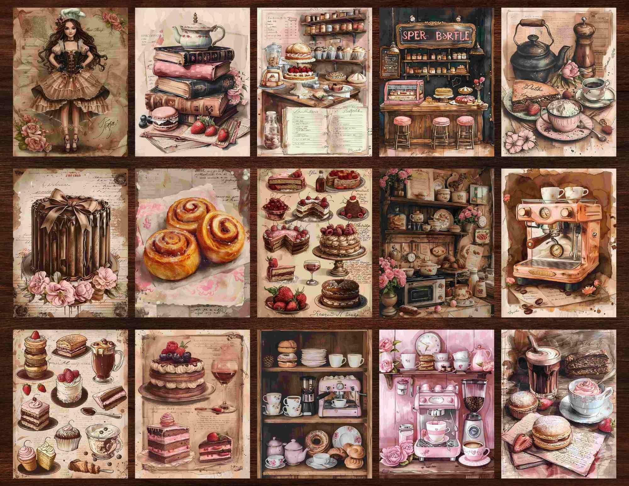 Bakery Junk Journal Supplies Old Recipe Vintage Scrapbook Paper Kit ...