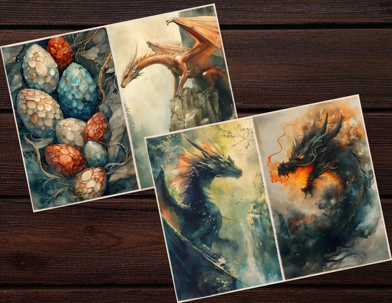 Dragon Junk Journal Kit: Fantasy Scrapbook Printable Backgrounds ...