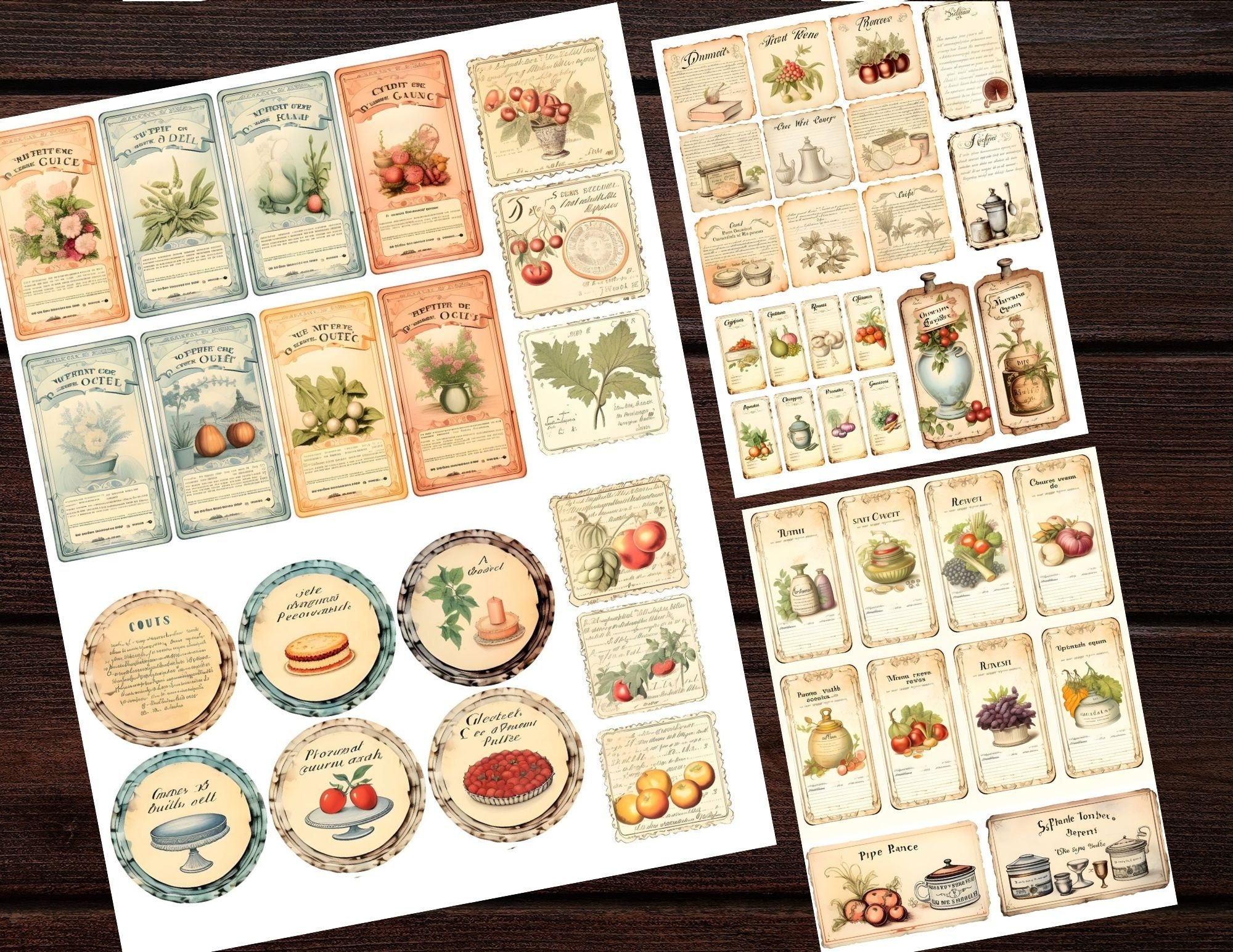 Cooking Fussy Cuts Junk Journal Supplies Vintage Cookbook Tags Labels ...