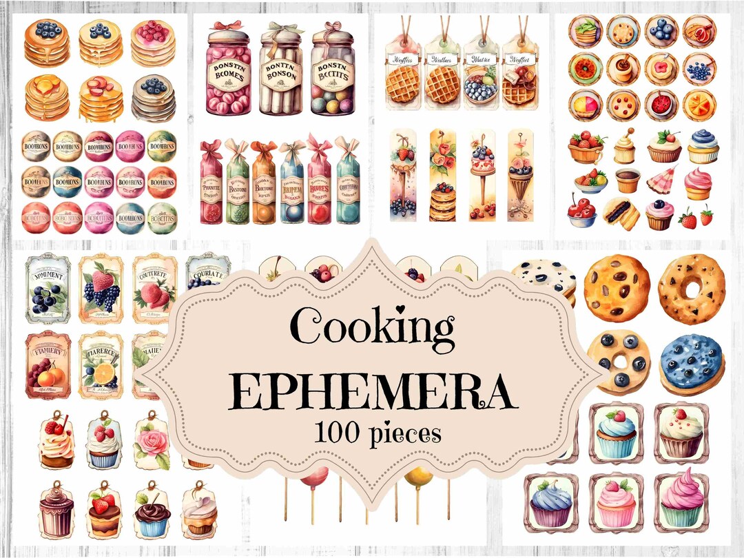 Vintage Cookbook Ephemera: Cooking Junk Journal Fussy Cuts (digital ...