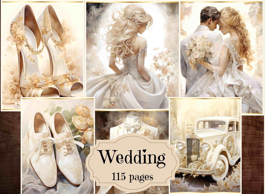 Wedding Junk Journal Kit: Beige & White Scrapbook Paper (digital ...