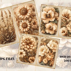 Vintage Flowers Junk Journal Supplies Brown Floral Scrapbook Printable ...
