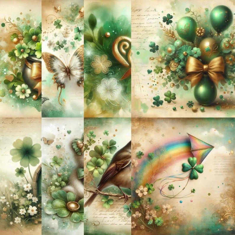 Vintage Irish Backgrounds Junk Journal Kit: St. Patrick's Day Printable ...