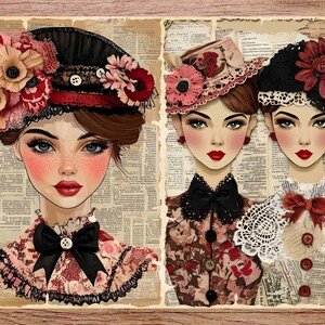 Paper Lady Junk Journal Supplies Vintage Lady Scrapbook Paper Kit Lady ...