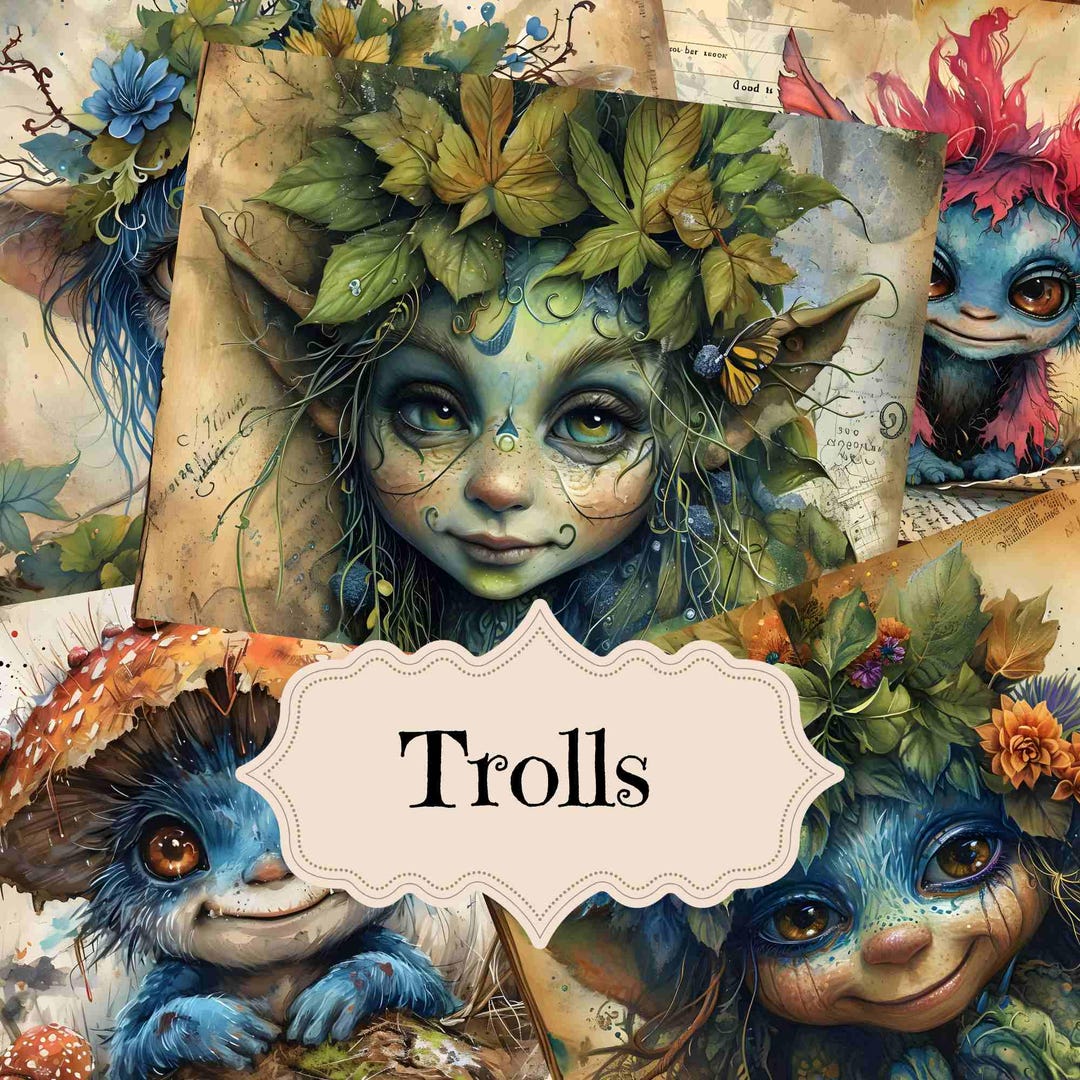 Trolls Junk Journal Kit: Fantasy Scrapbook Printable Backgrounds ...