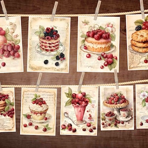 Vintage Cookbook Digital Paper: Shabby Chic Recipe Pages (digital ...