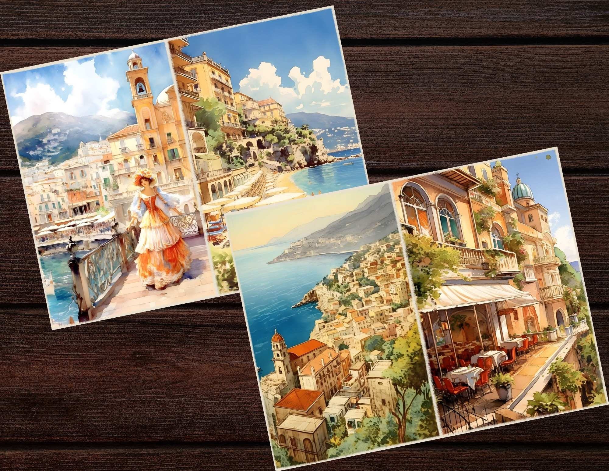Amalfi Coast Italy Junk Journal Kit: Vintage Scrapbook Pages (digital ...