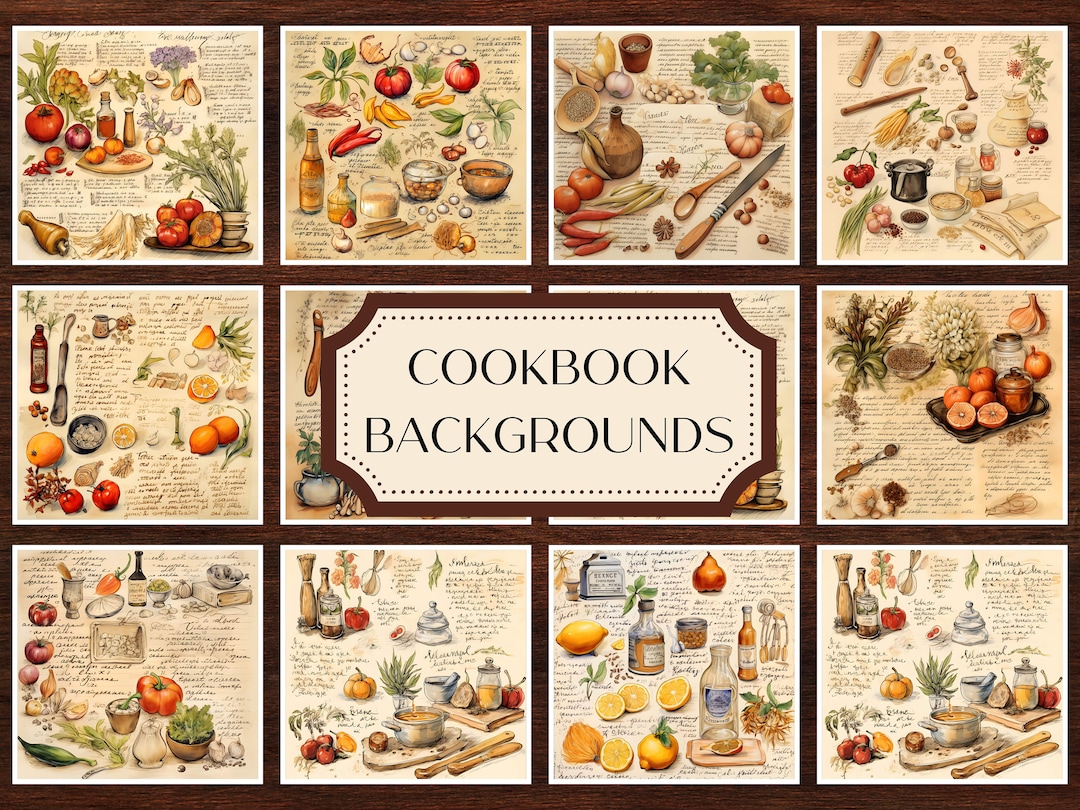 Vintage Cookbook Digital Paper Cookbook Pages Food Ephemera Cookbook ...