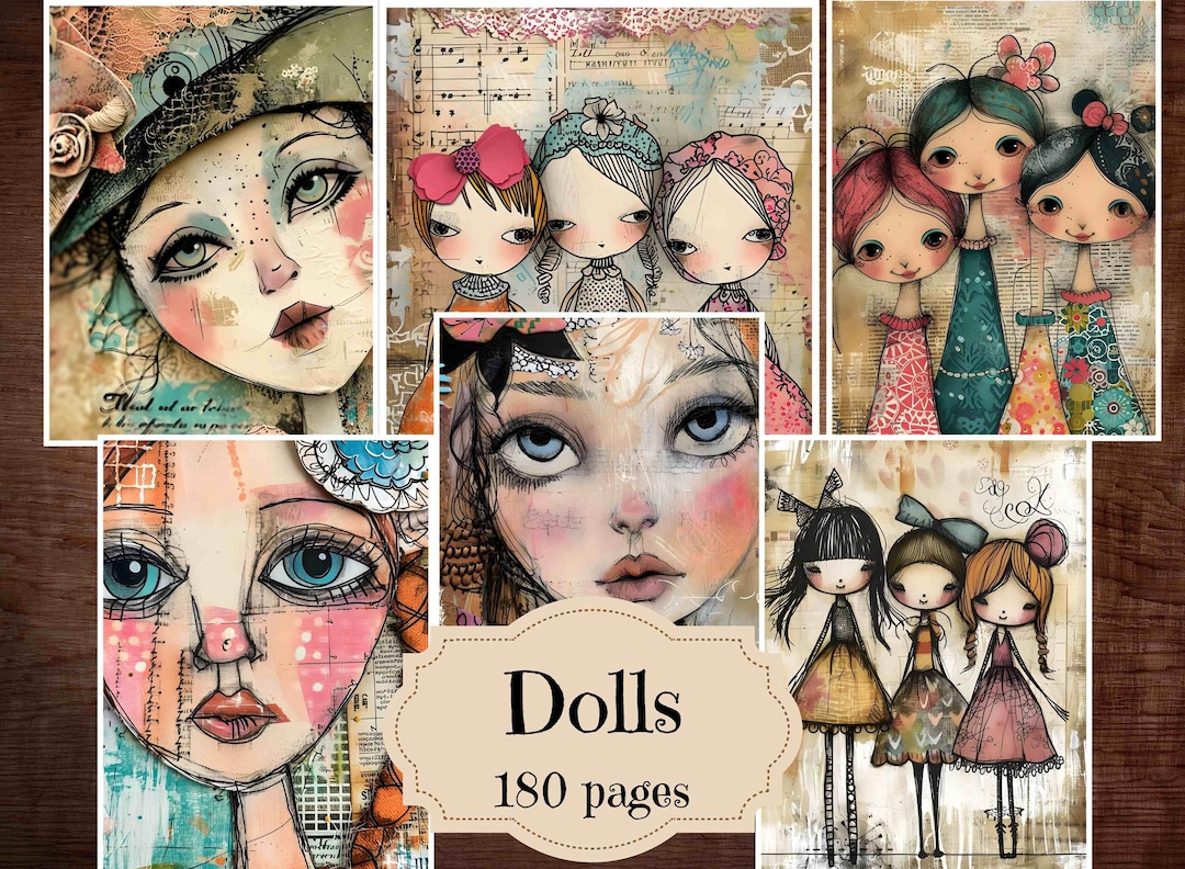 Vintage Dolls Scrapbook Paper: Shabby Chic Junk Journal (180 Pages ...