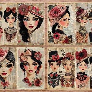 Paper Lady Junk Journal Supplies Vintage Lady Scrapbook Paper Kit Lady ...