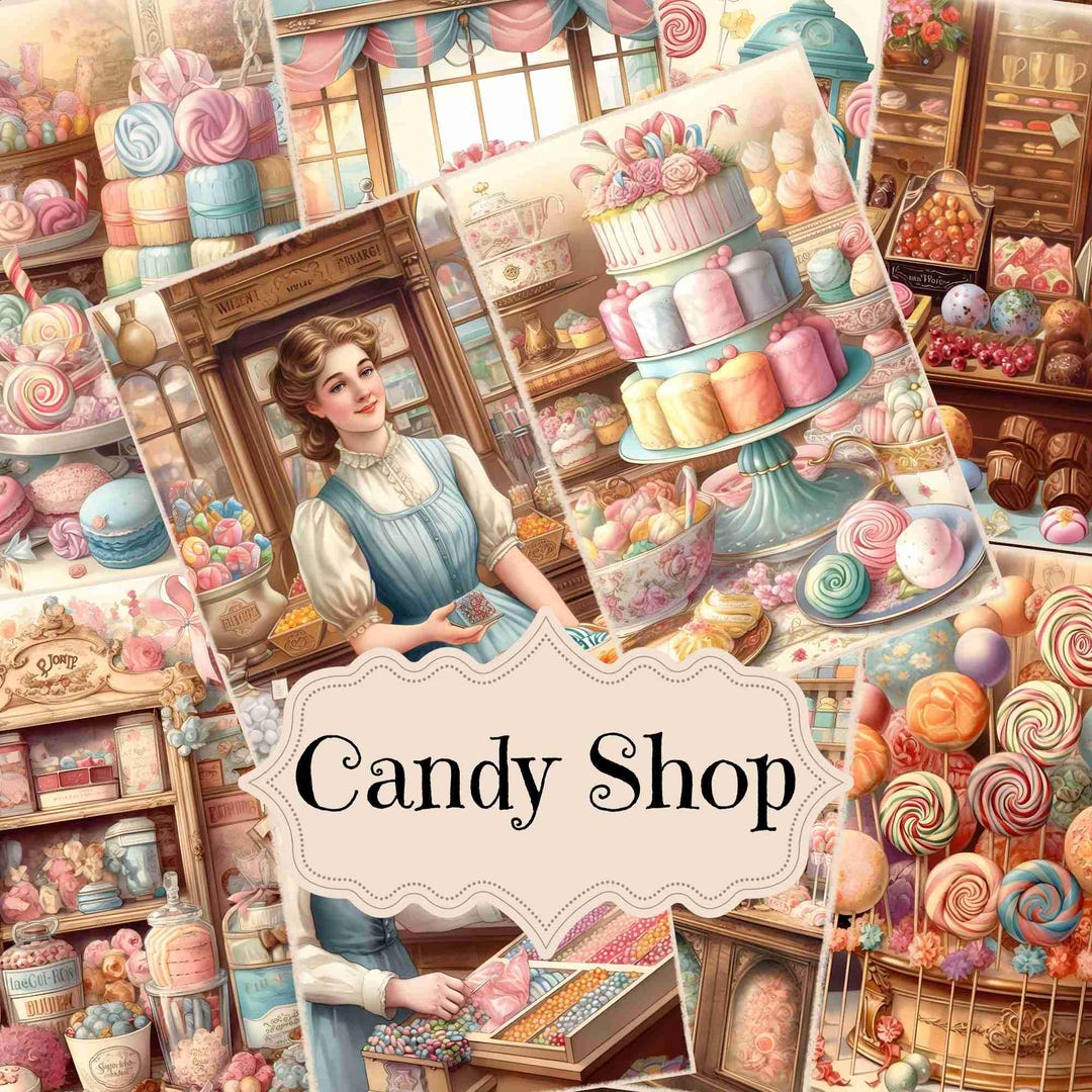 Vintage Candy Shop Junk Journal Kit: Shabby Chic Digital Paper (digital ...
