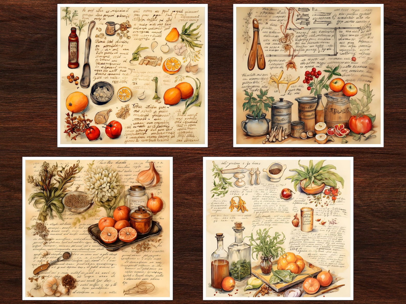 Vintage Cookbook Digital Paper Cookbook Pages Food Ephemera Cookbook ...