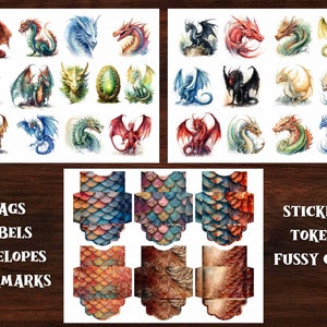 Dragon Junk Journal Kit: Shabby Chic Ephemera, Tags, Labels (digital ...