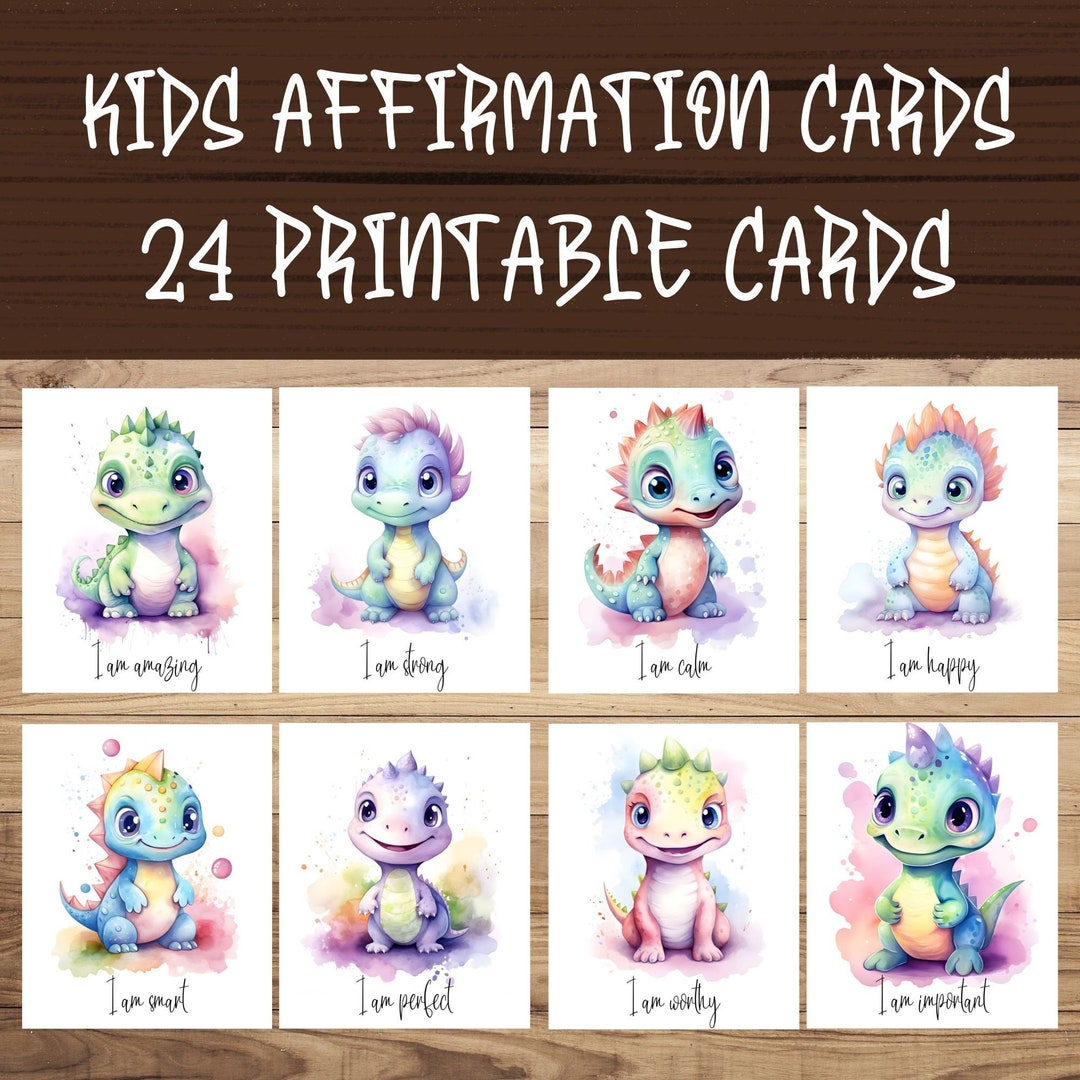 24 Affirmation Cards for Children PDF Dinosaur Affirmation - Etsy