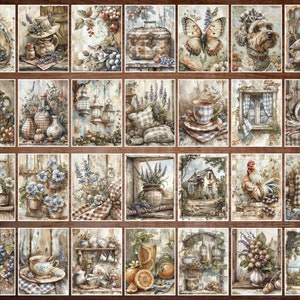 Watercolor Rustic Kitchen Junk Journal Supplies Vintage Cookbook ...