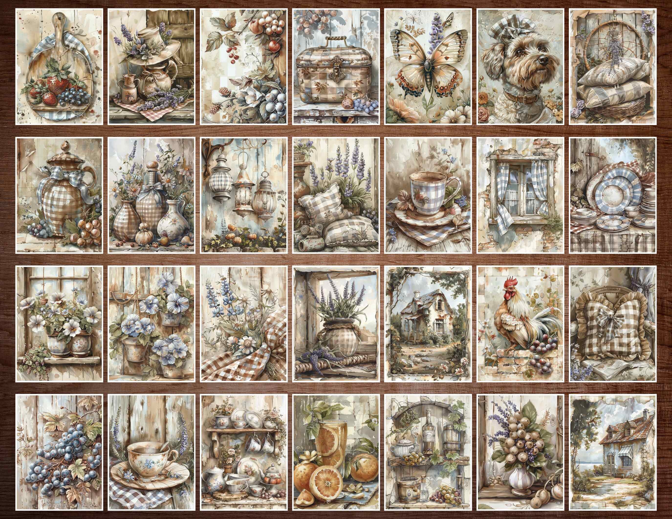 Watercolor Kitchen Scrapbook Paper: Rustic Cookbook Pages (digital ...