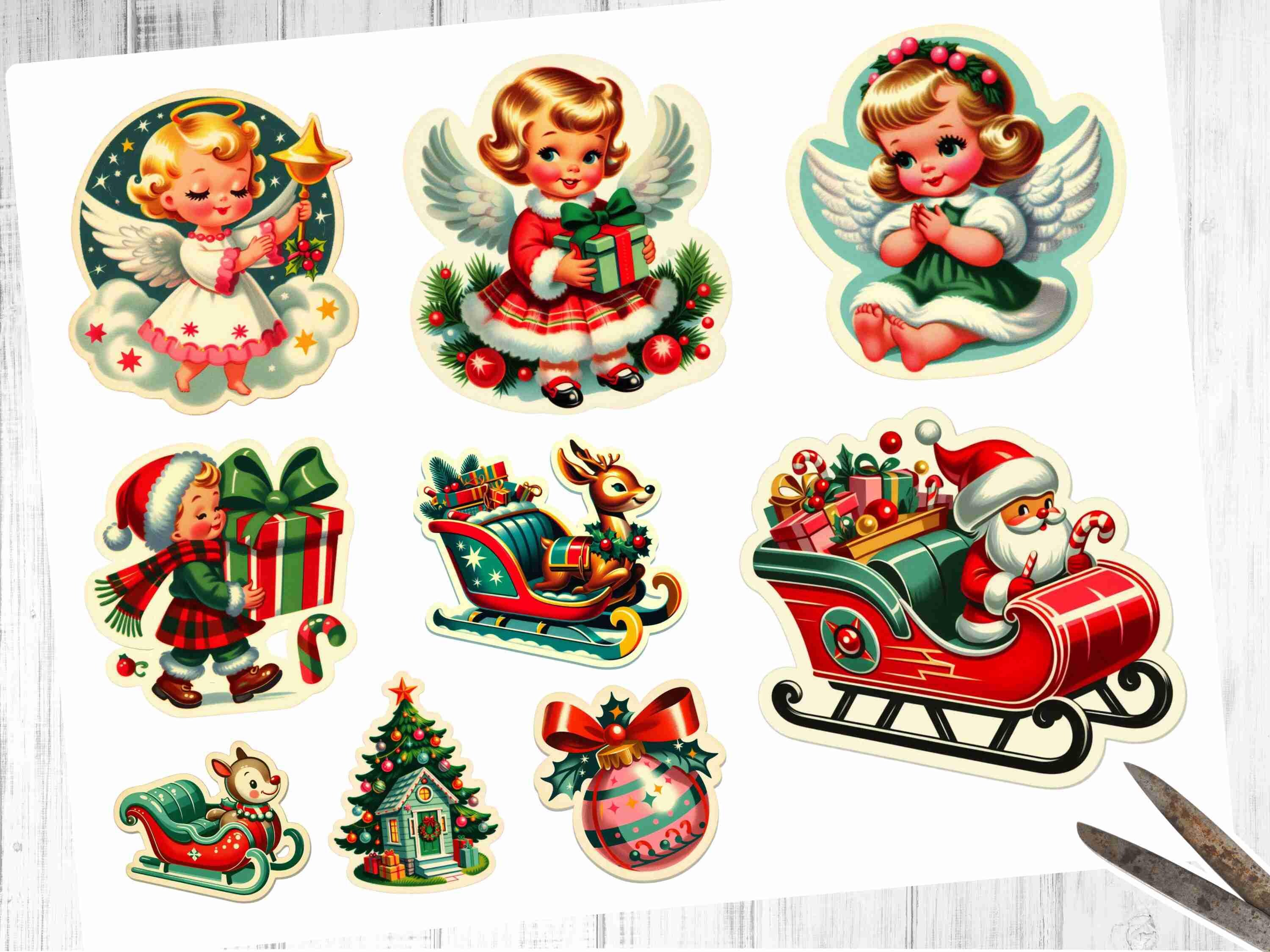 Retro Christmas Fussy Cuts: Vintage Printable Ephemera (digital ...