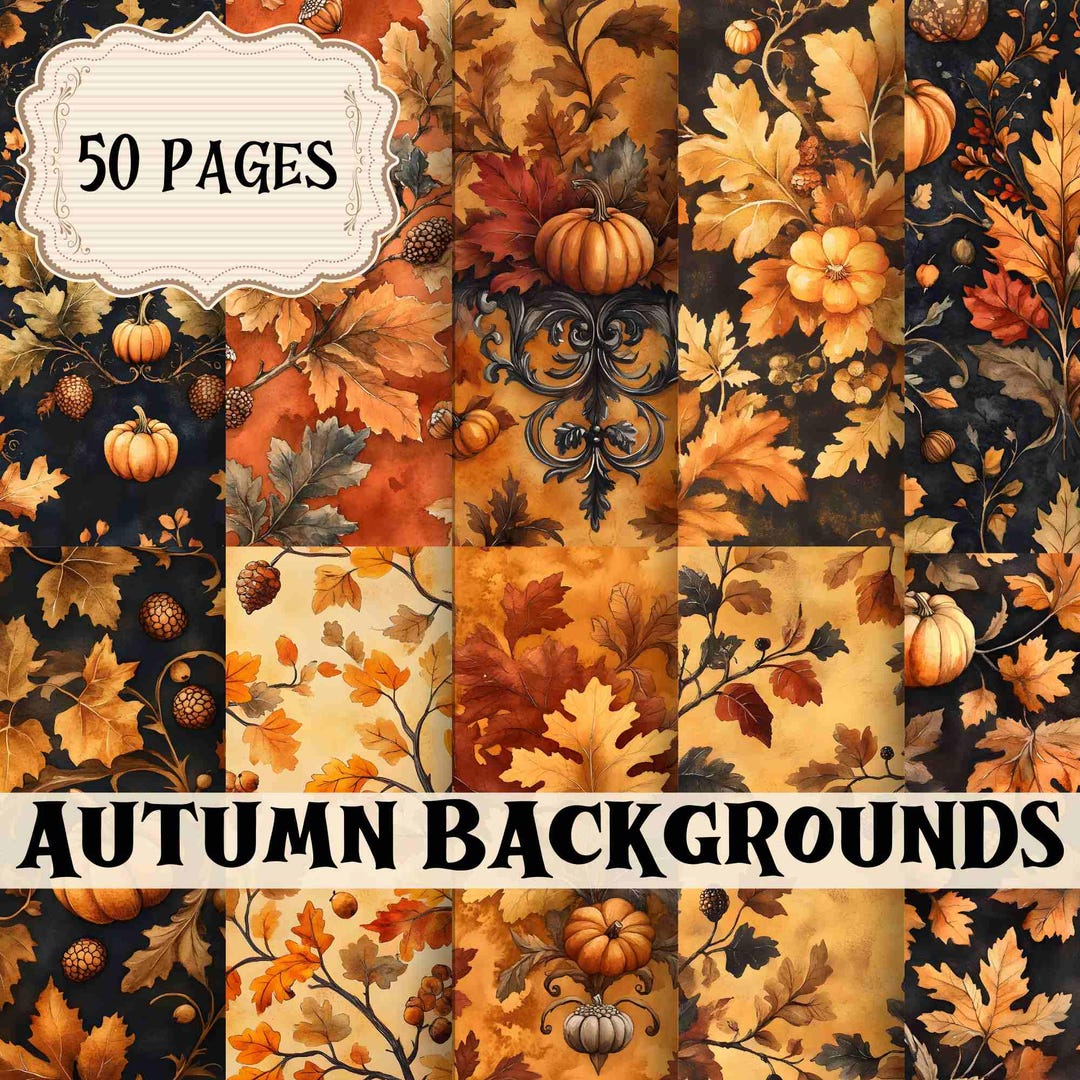 Watercolor Autumn Backgrounds: Shabby Chic Junk Journal Pages (digital ...