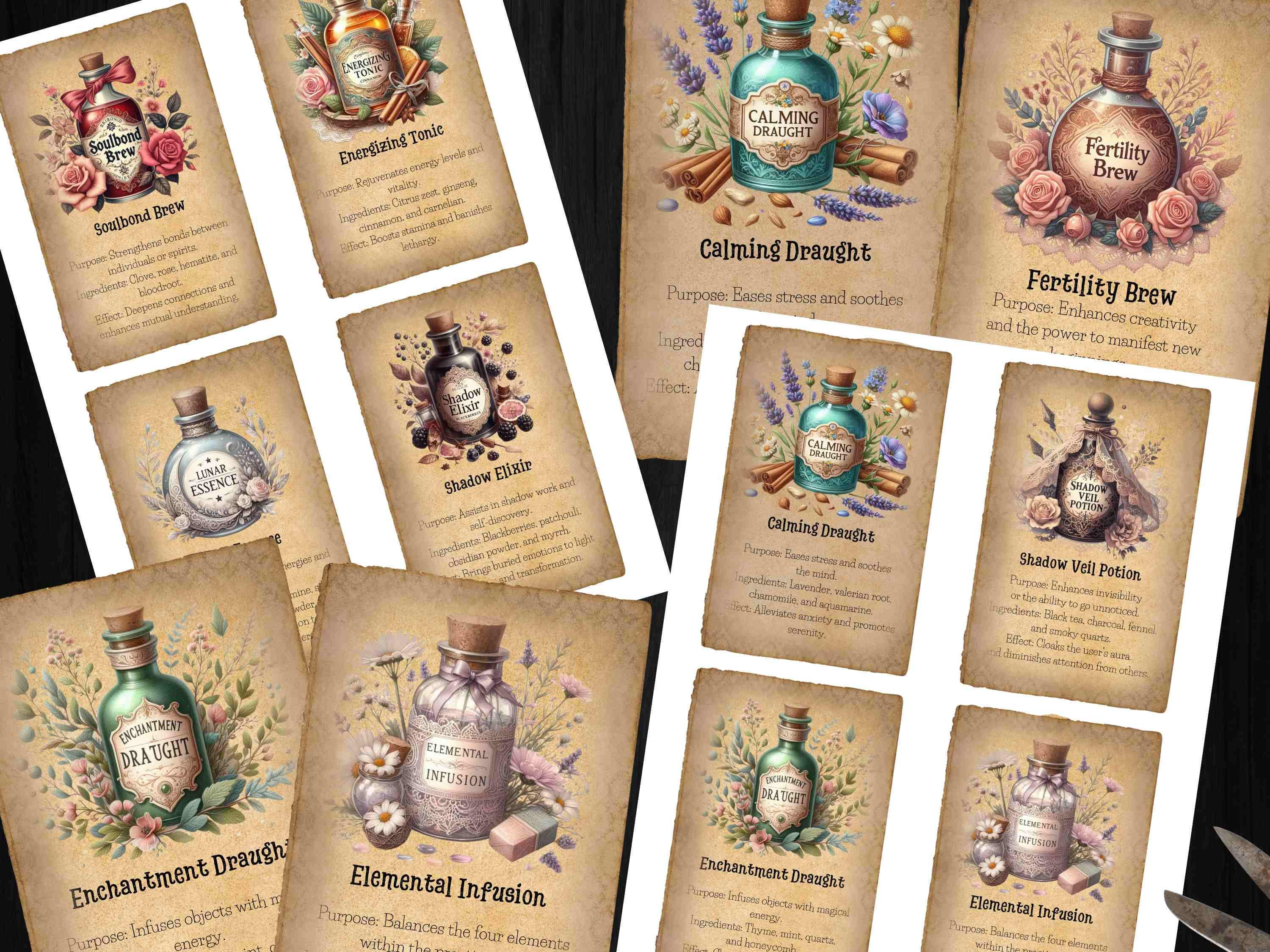 Potions Ephemera Kit: Vintage Scrapbook, Junk Journal Supplies (digital ...
