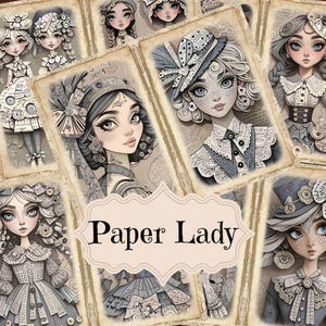Paper Lady Junk Journal Supplies Vintage Dolls Scrapbook Paper Kit ...