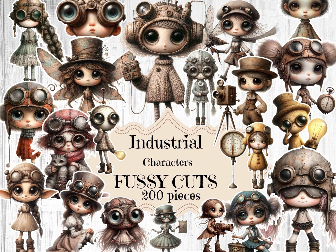 Steampunk Characters Junk Journal Kit: Vintage Printable Ephemera Fussy ...
