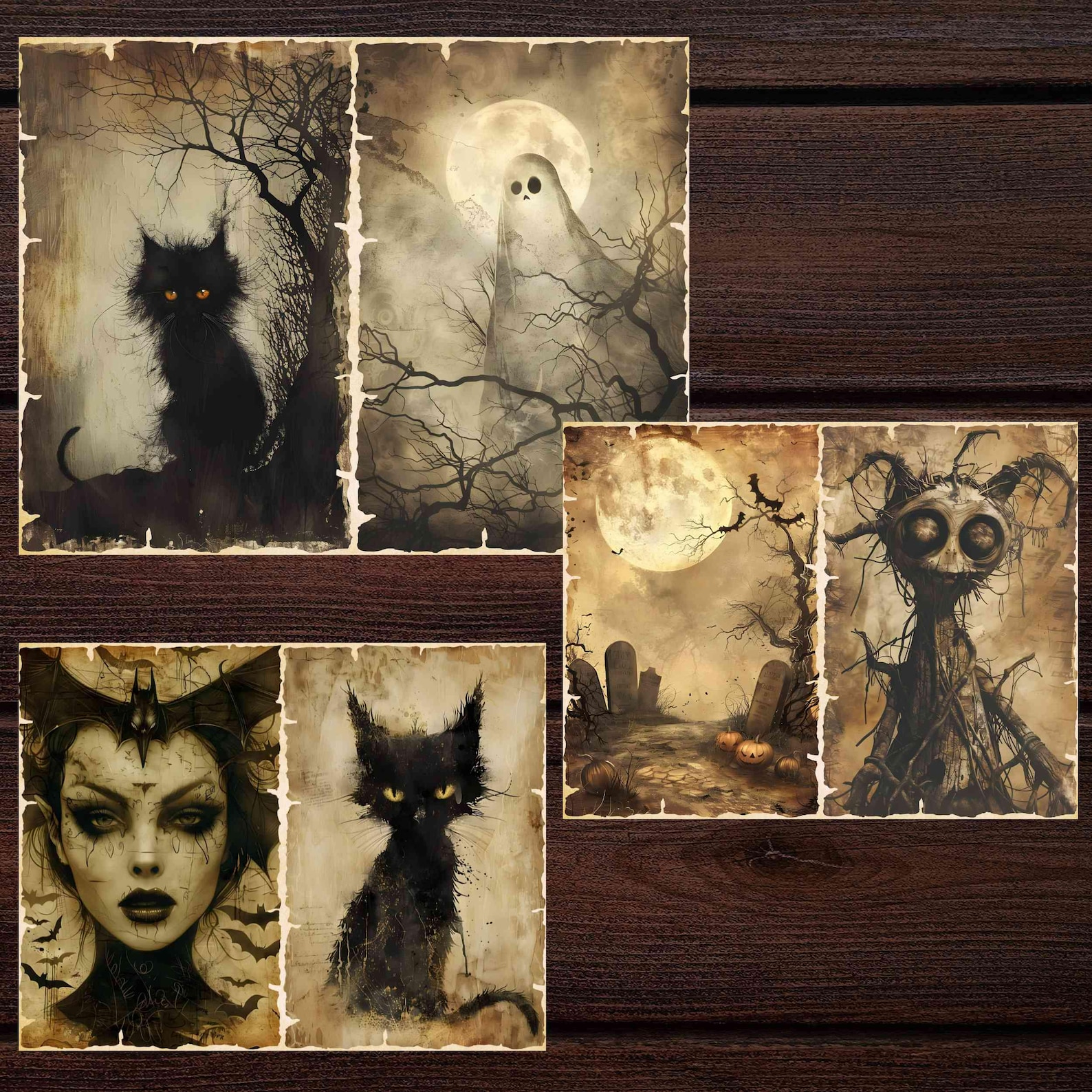 Vintage Halloween Scrapbook Kit: Shabby Chic Junk Journal Supplies ...