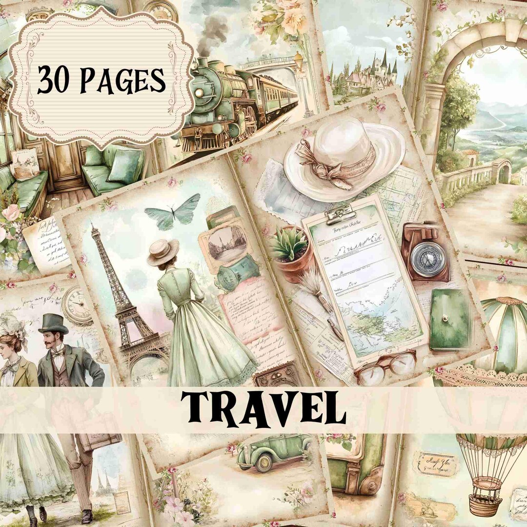 Traveller Junk Journal Supplies Vintage Junk Journal Travel Digital ...