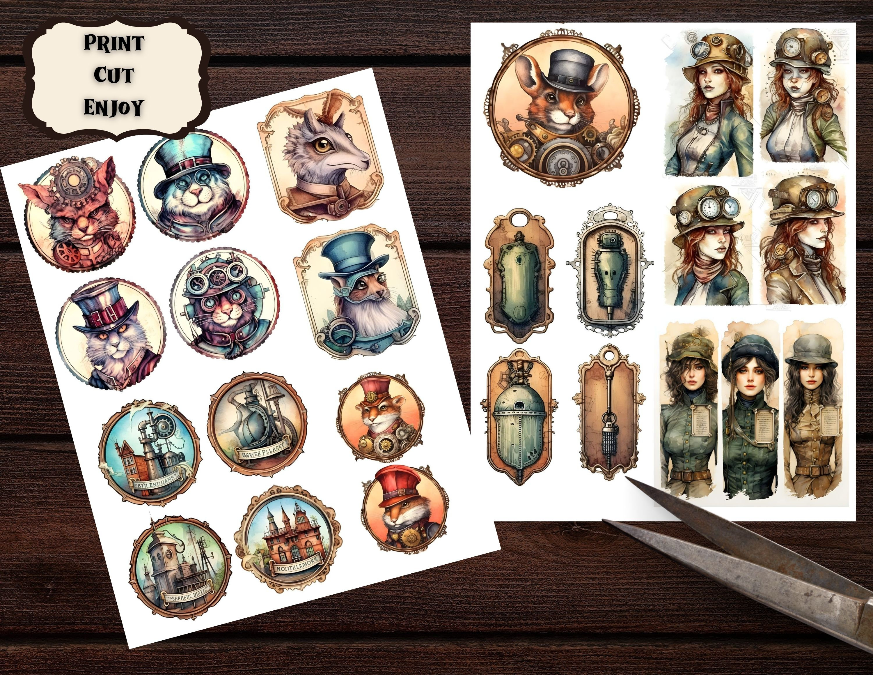 Steamunk Junk Journal Kit Vintage Steampunk Printable Tags Steampunk ...