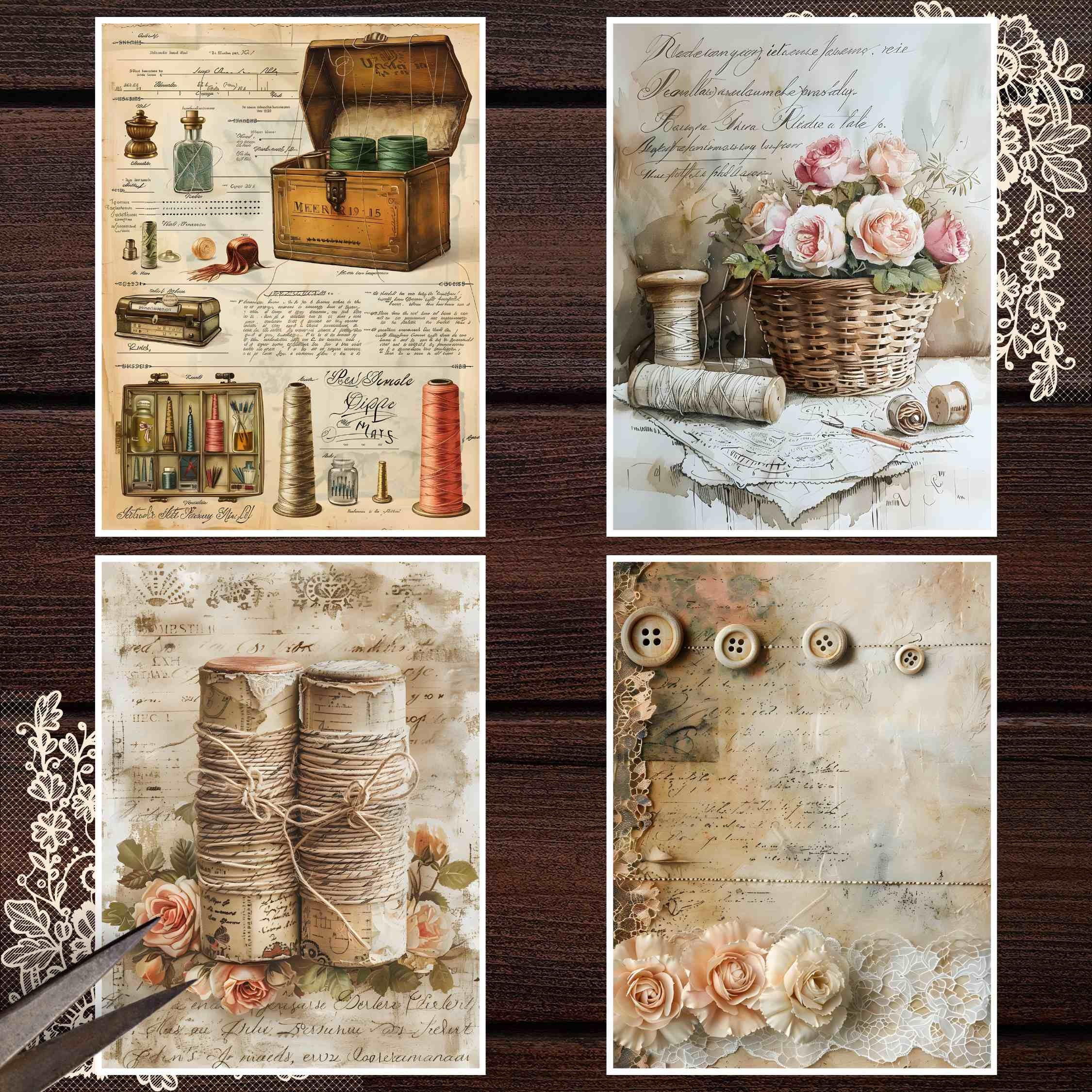 Vintage Sewing Junk Journal Kit Sewing Scrapbook Digital Printable ...