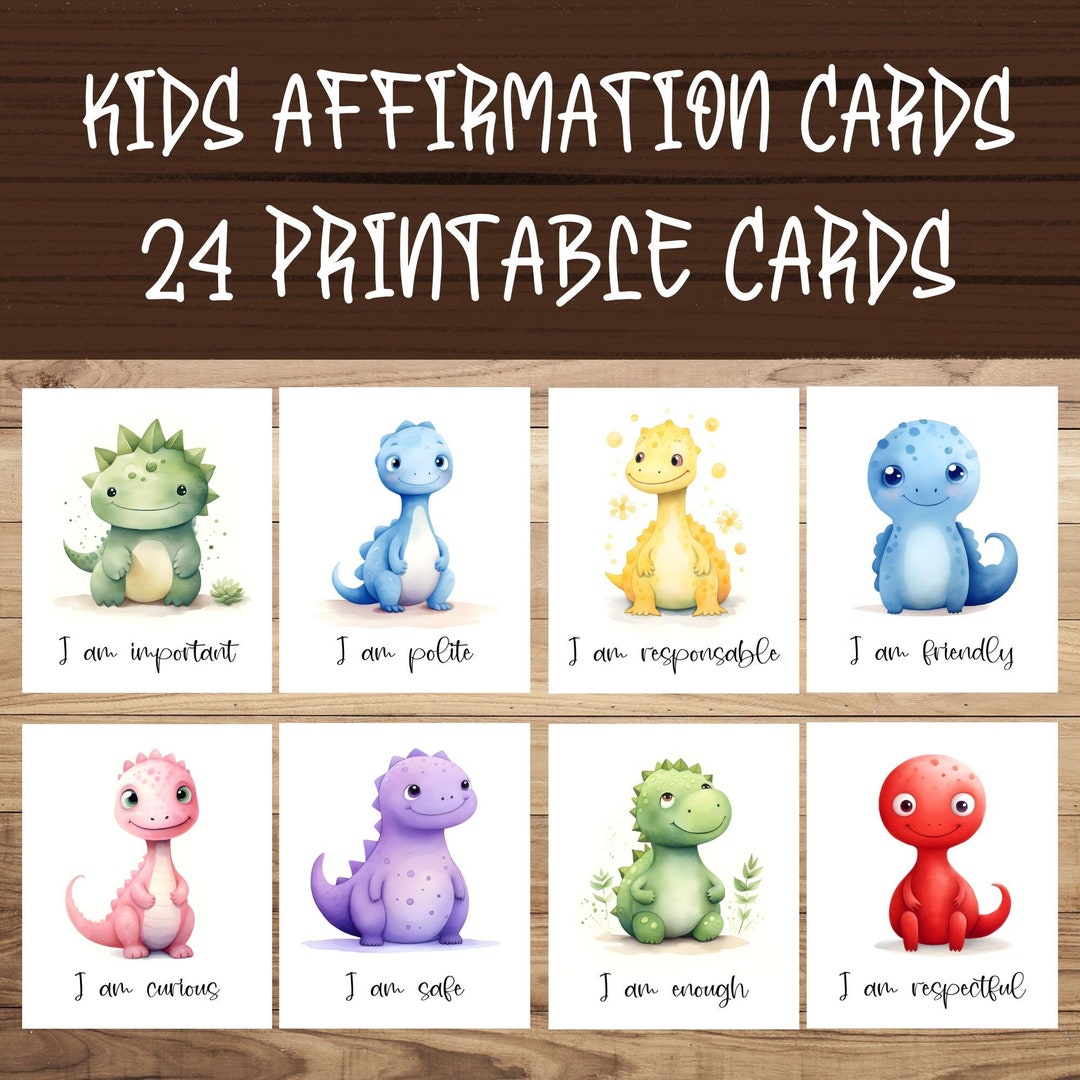 24 Affirmation Cards for Children PDF Dinosaur Affirmation - Etsy