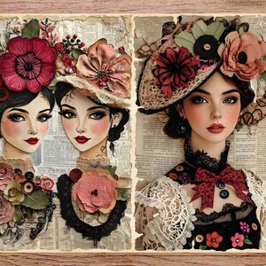 Paper Lady Junk Journal Supplies Vintage Lady Scrapbook Paper Kit Lady ...