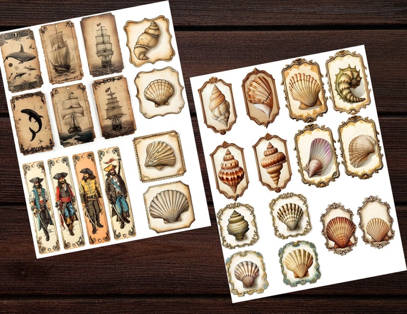 Nautical Junk Journal Kit Nautical Tags Label Stamp Nautical Scrapbook ...