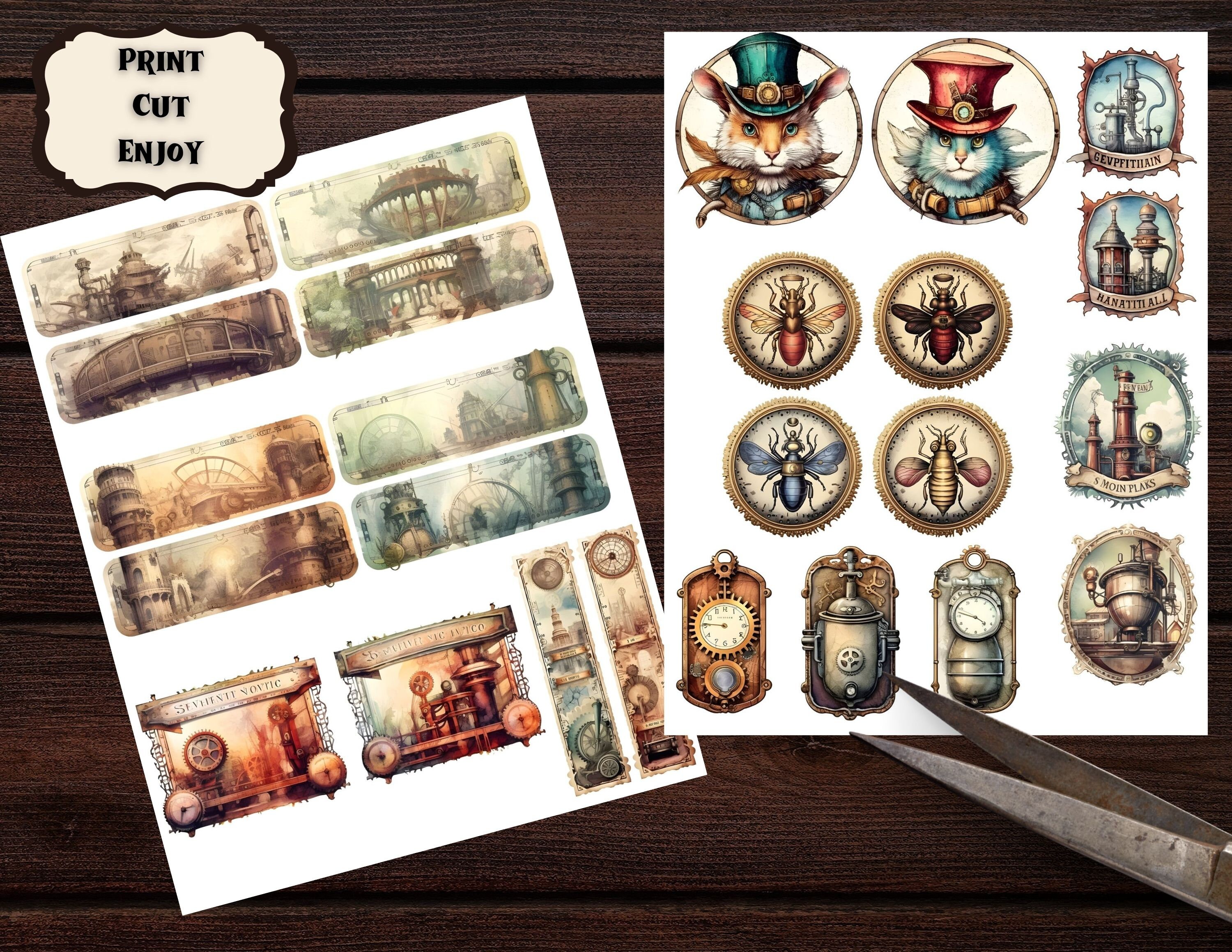 Steamunk Junk Journal Kit Vintage Steampunk Printable Tags Steampunk ...