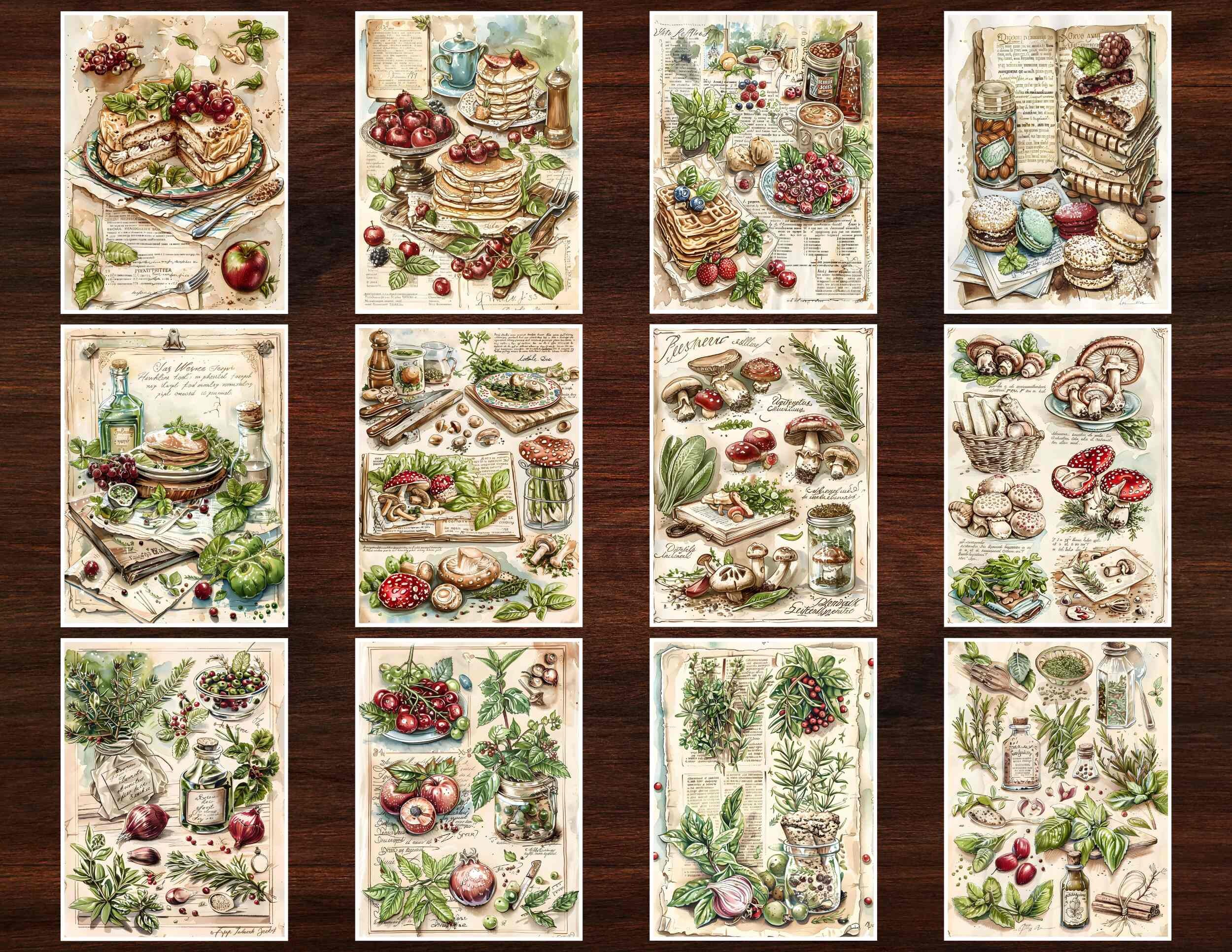 Vintage Cookbook Junk Journal Kit Old Recipe Vintage Cookbook Junk ...