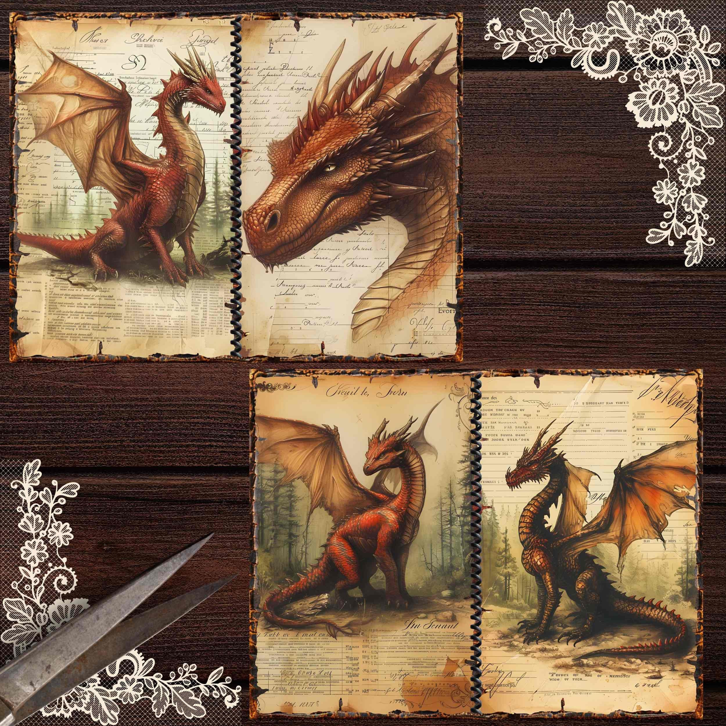 Dragon Junk Journal Kit: Fantasy Scrapbook Paper (digital Download) - Etsy