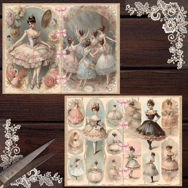 Vintage Ballerina Junk Journal Kit: Shabby Chic Ballet Scrapbook ...