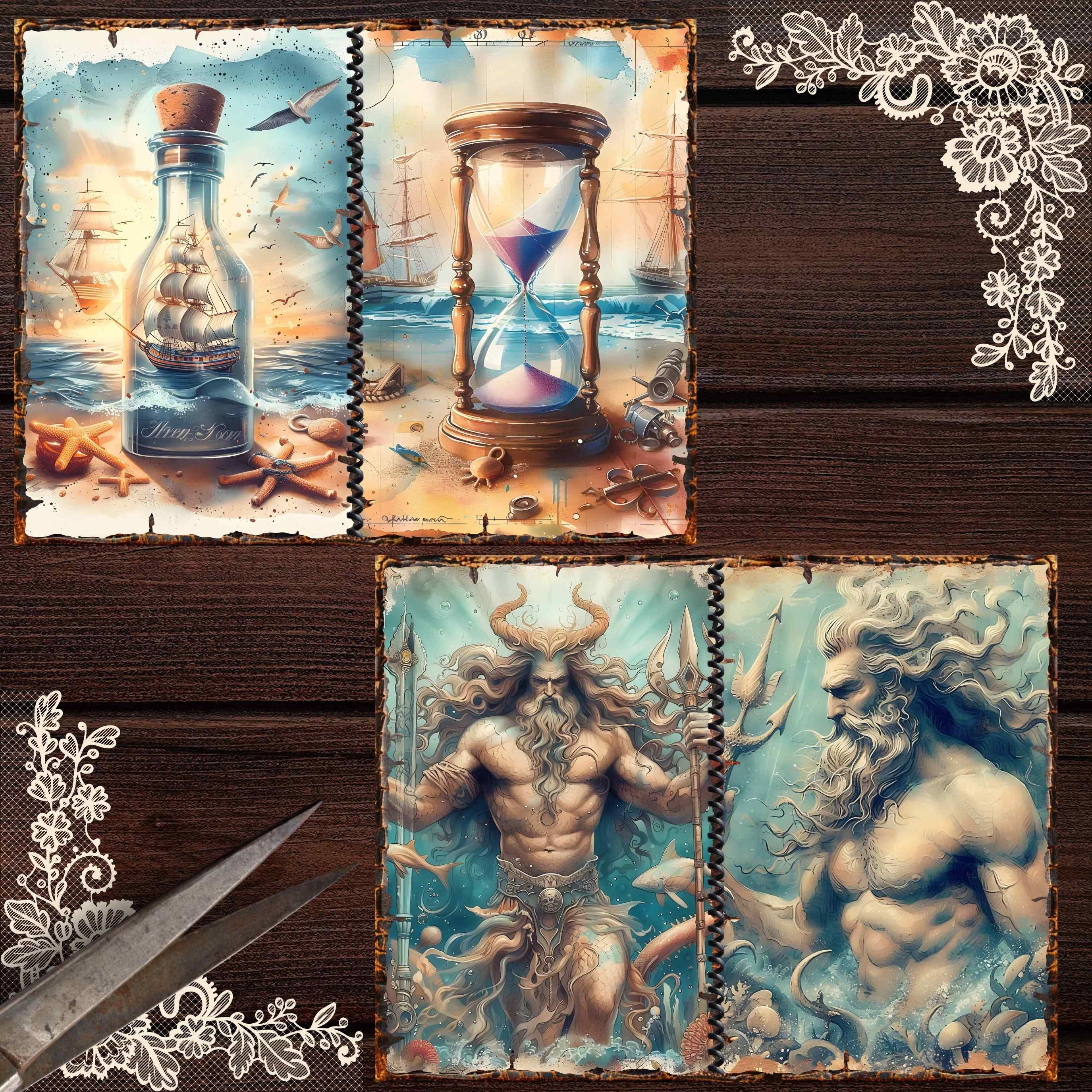 Nautical Junk Journal Kit Ocean Vintage Scrapbook Pages Nautical Shabby ...
