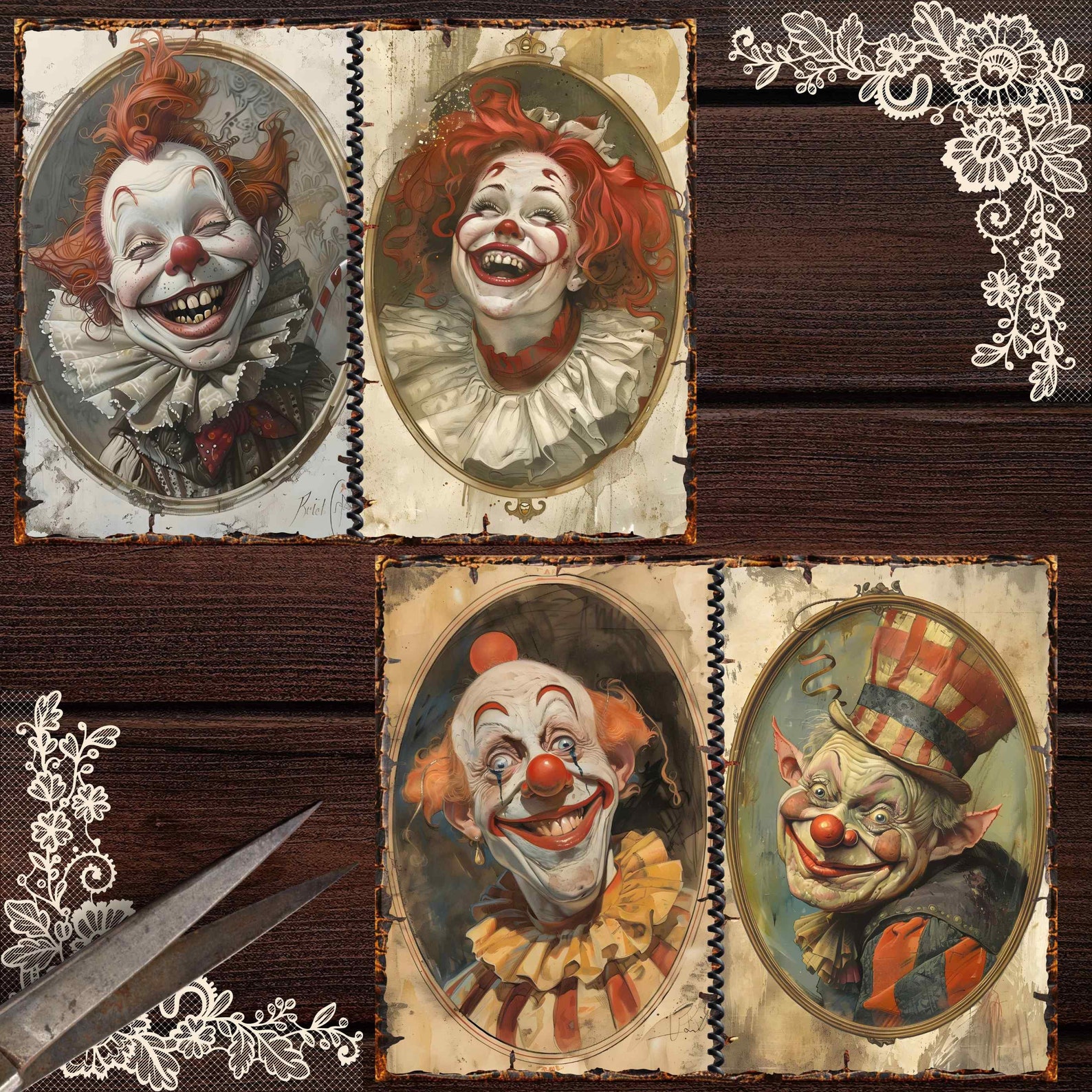 Vintage Clown Junk Journal Kit: Circus Scrapbook Paper (digital ...