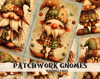 Patchwork Gnomes Junk Journal Supplies Vintage Gnomes Scrapbook Digital Printable Pages Gnomes ...