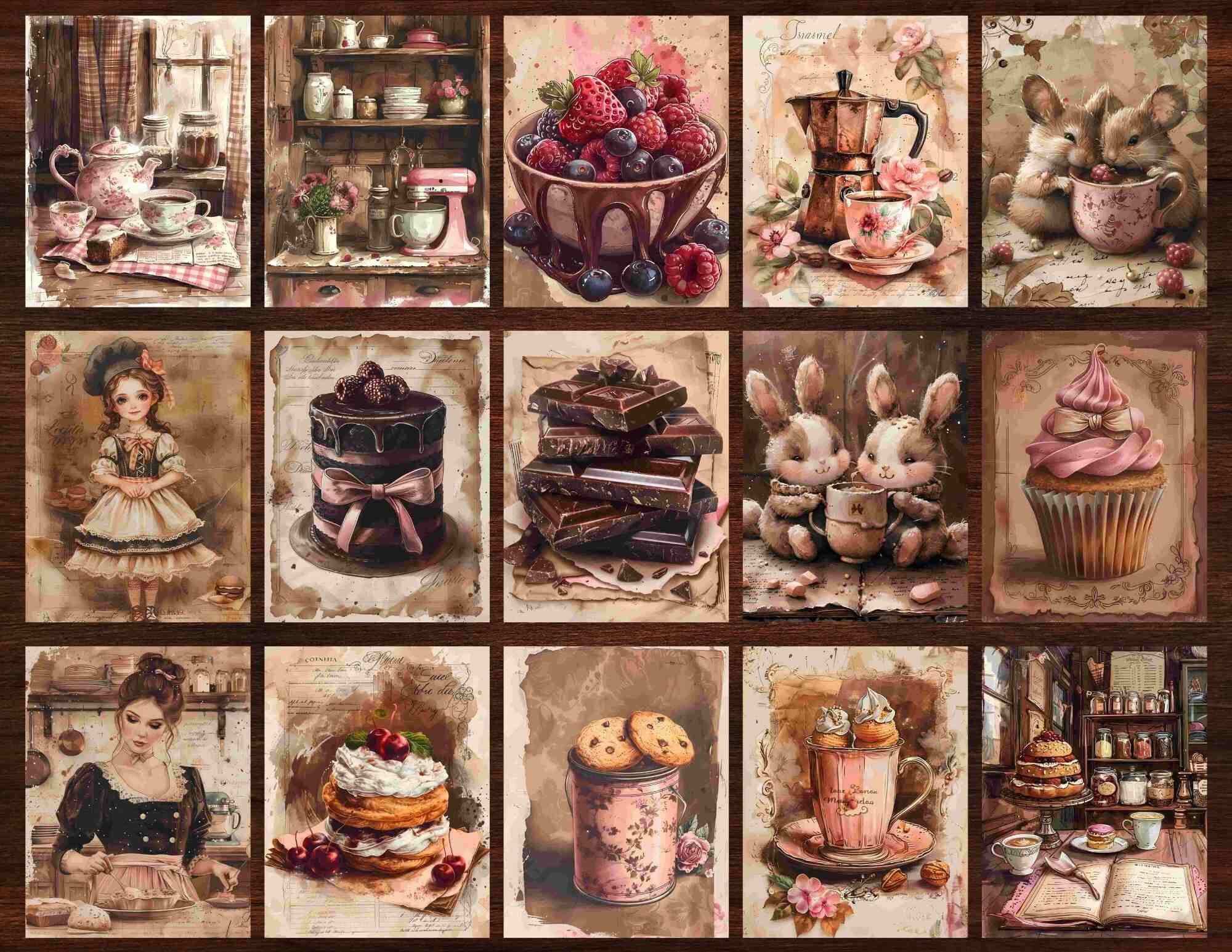 Bakery Junk Journal Supplies Old Recipe Vintage Scrapbook Paper Kit ...