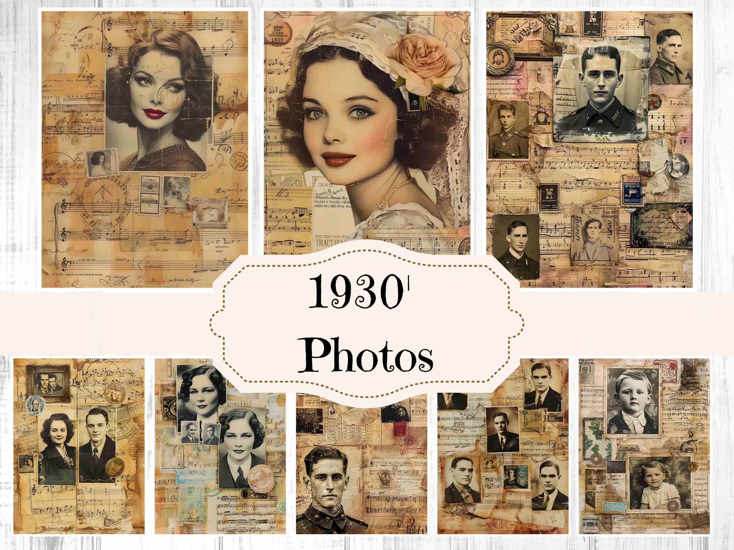 1930s Vintage Photo Junk Journal Kit: Shabby Chic Ephemera (digital ...