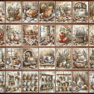 Watercolor Kitchen Scrapbook Paper: Rustic Cookbook Pages (digital ...